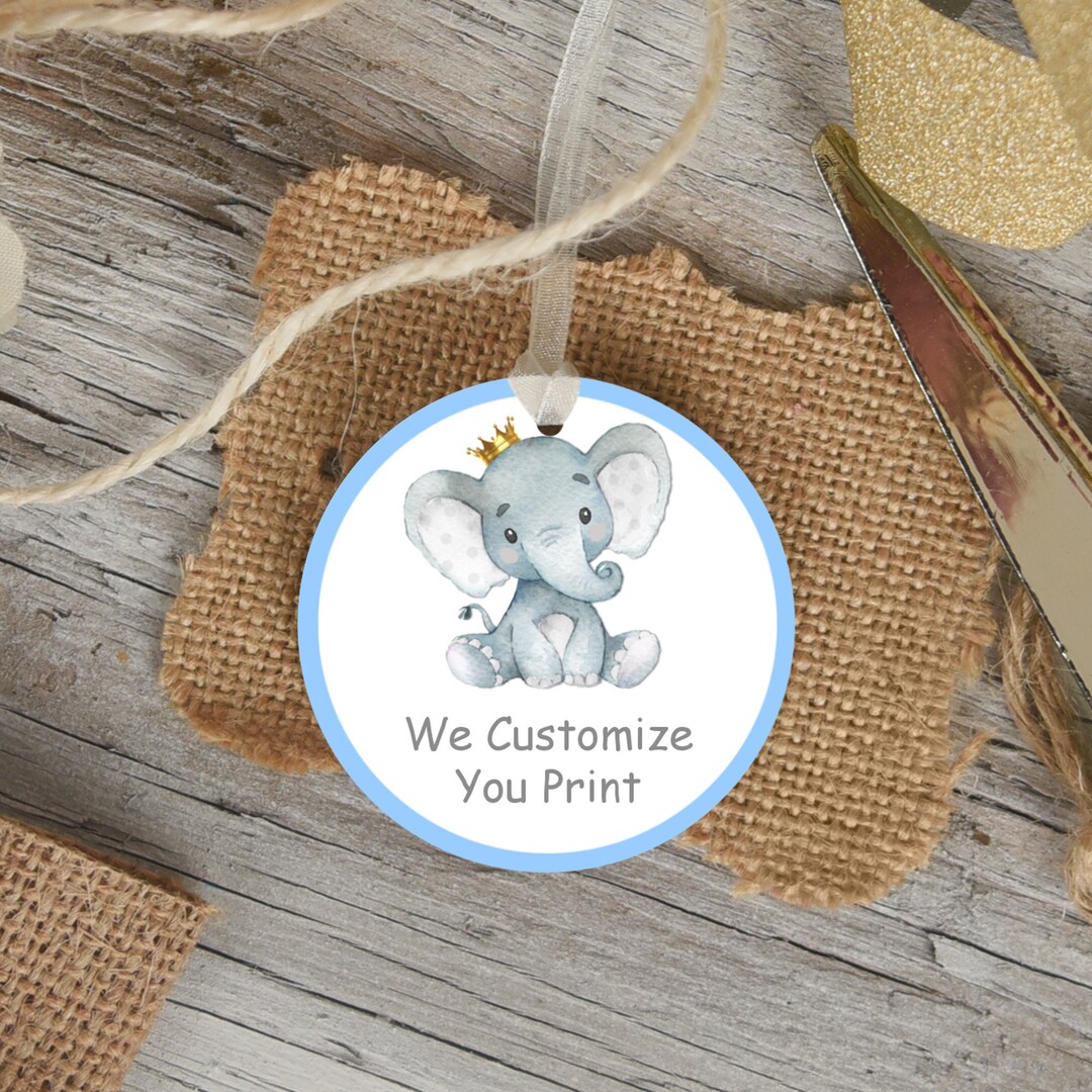 Elephant Favor Tags Custom Favor Stickers Cupcake Toppers Thank You ...