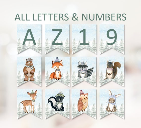 Woodland Animals Banner Winter Woodland Baby Shower Banner Woodland ...