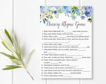 Blue Baby Shower Games Nursery Rhyme Quiz Printable Baby - Etsy
