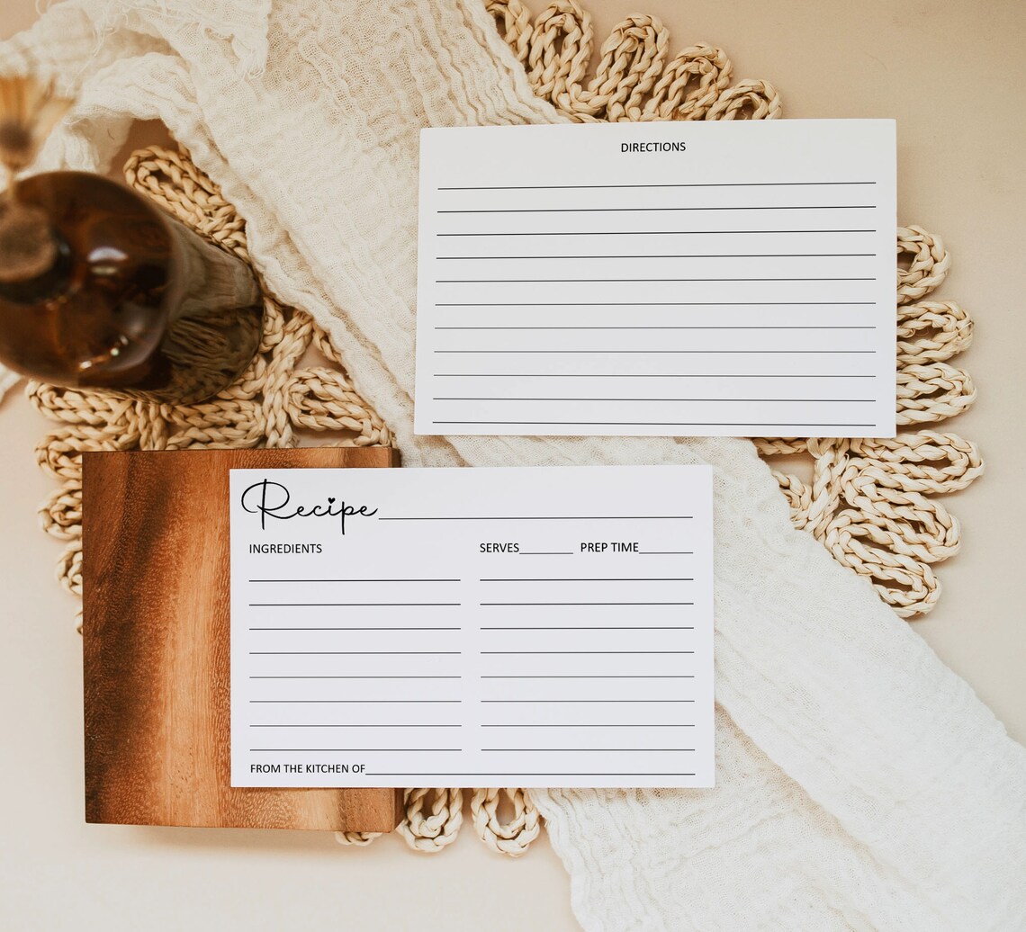 Simple Recipe Cards Minimalist Kraft Recipe Cards 4x6 Double | Etsy