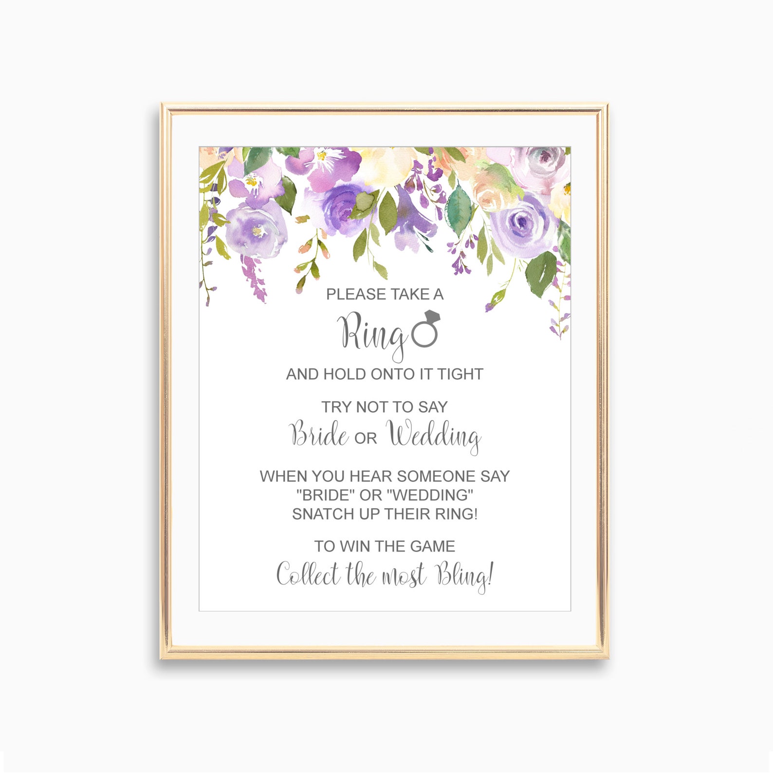 Ring Game Put A Ring on It Purple Bridal Shower Game Printable - Etsy