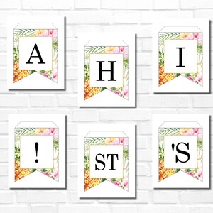 Printable Banner Alphabet A-Z & Numbers Luau Hawaiian Tropical Bridal ...