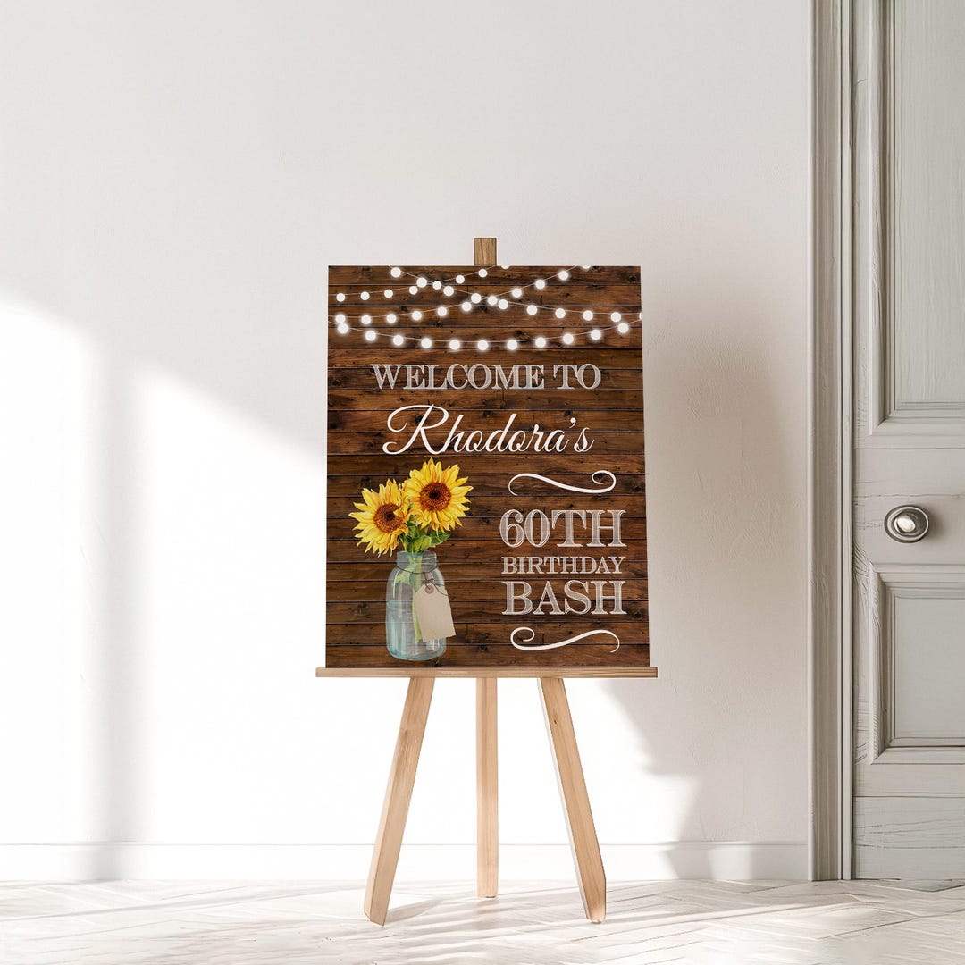 Custom Women Birthday Welcome Sign, Any Age, Rustic Wood Sign Printable ...
