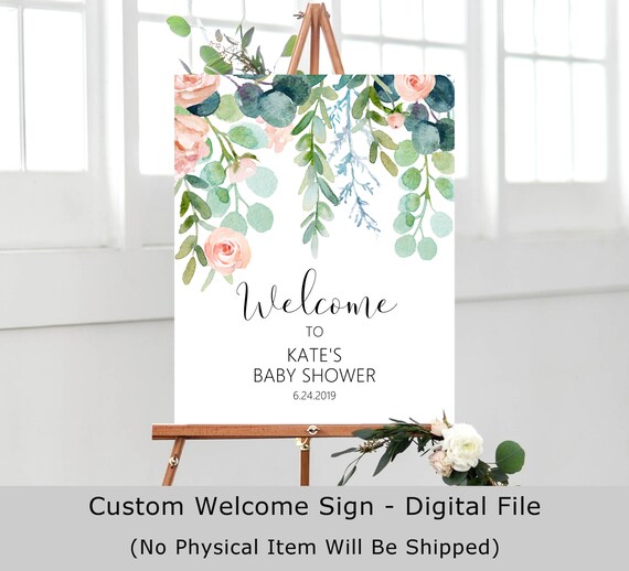 Boho Welcome Sign Baby Shower Bridal Shower Welcome Sign Boho Greenery ...