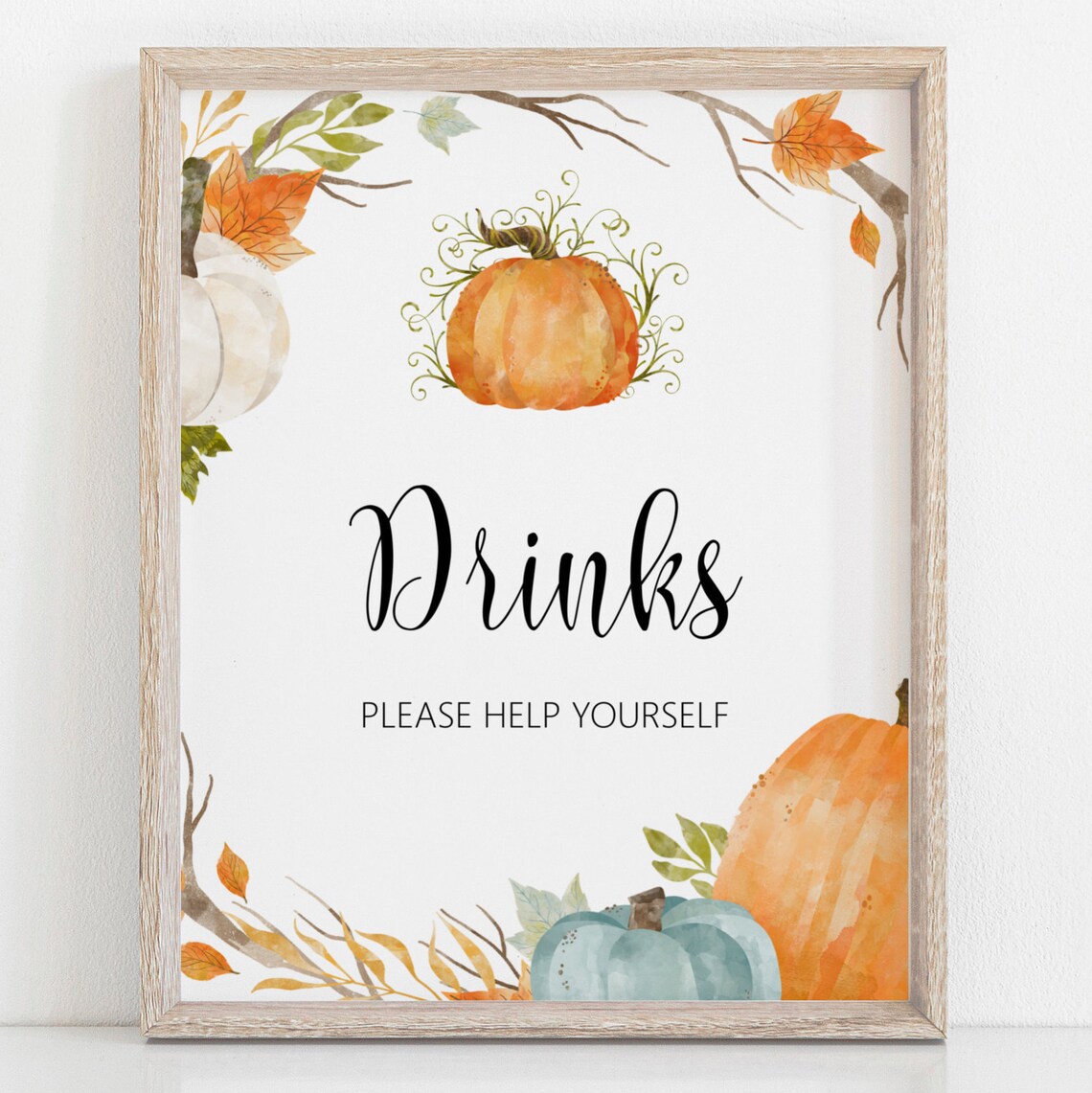 Drinks Sign Pumpkin Fall Baby Shower Bridal Shower Birthday - Etsy