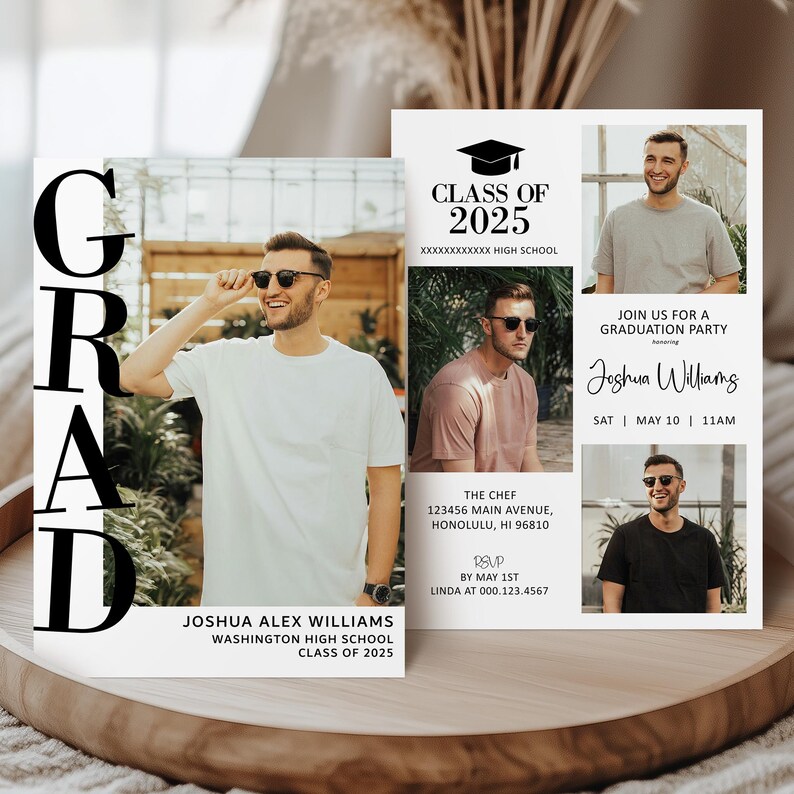Editable Graduation Announcement Template Boy Graduation Invitation ...