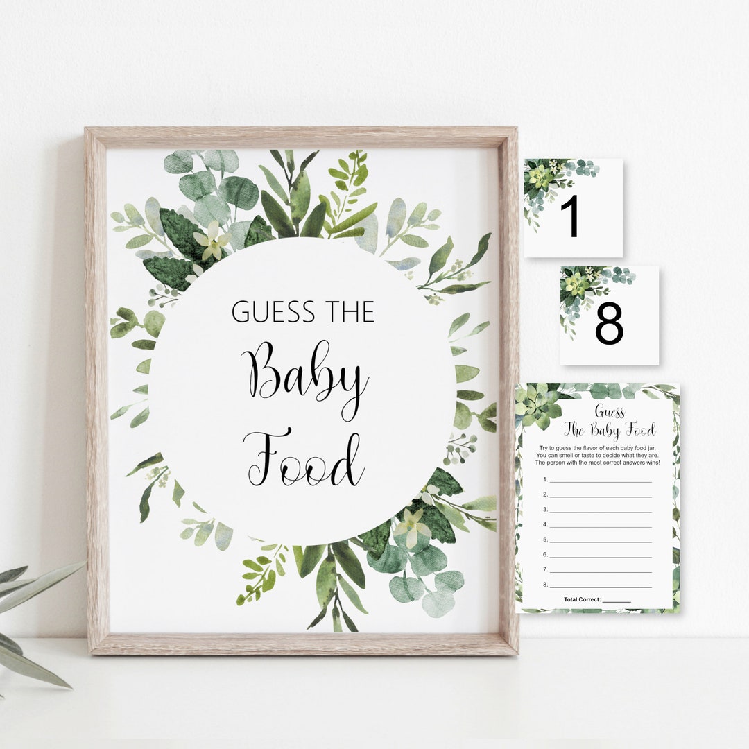 Greenery Guess the Baby Food Game Succulent Baby Shower Game Sage Green ...