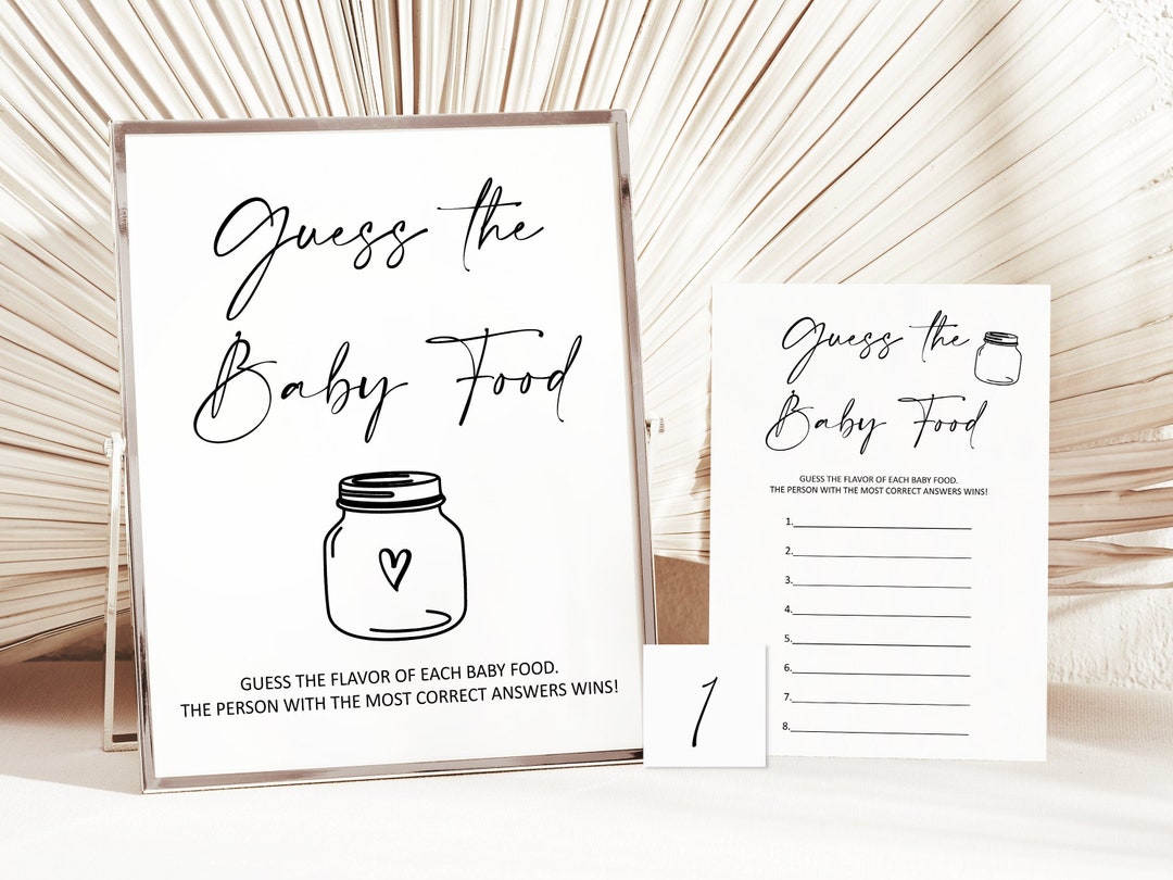 Editable Guess the Baby Food Game Minimalist Modern Baby Shower Game ...