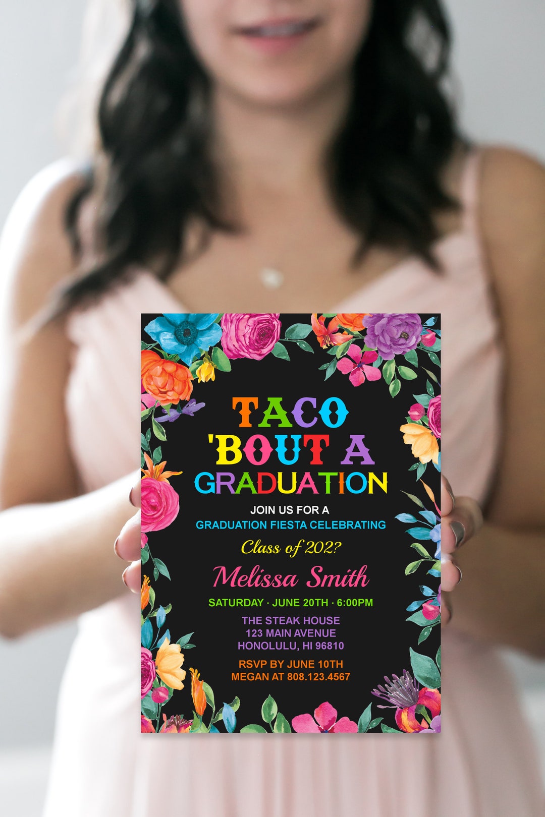 Fiesta Graduation Party Invitation Mexican Graduation Invite Girl ...
