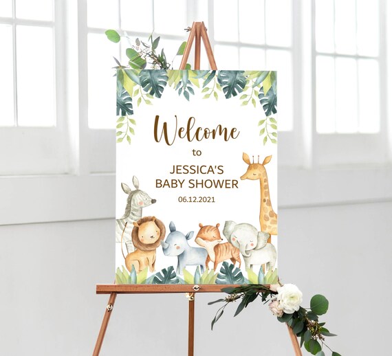 Jungle Welcome Sign Safari Welcome Sign Baby Shower Sign Jungle Safari ...