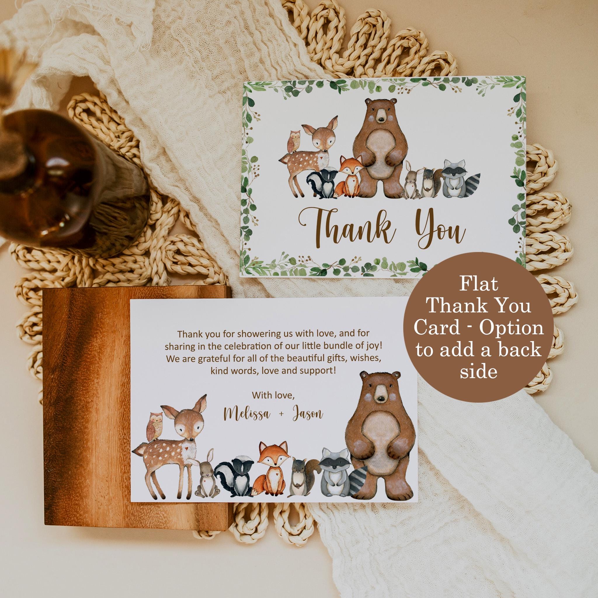Editable Woodland Animals Thank You Card Template, Corjl 0120 - Etsy