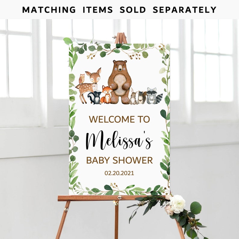 PRINTABLE Woodland Baby Shower Banner Welcome Baby Banner Woodland ...