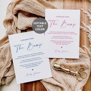 Editable Message From the Bump Sign Minimalist Modern Baby Shower Sign ...