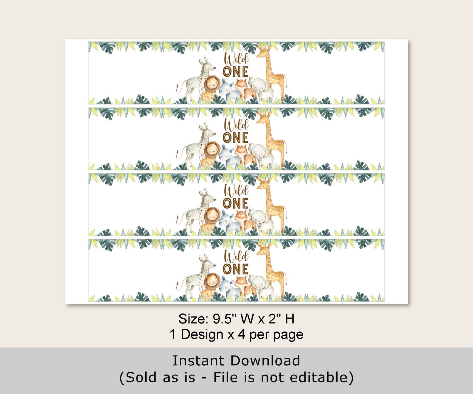 Wild One Birthday Water Bottle Labels Safari Birthday Jungle - Etsy