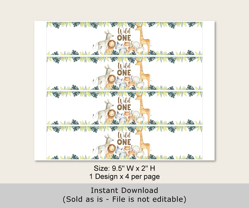 Wild One Birthday Water Bottle Labels Safari Birthday Jungle - Etsy
