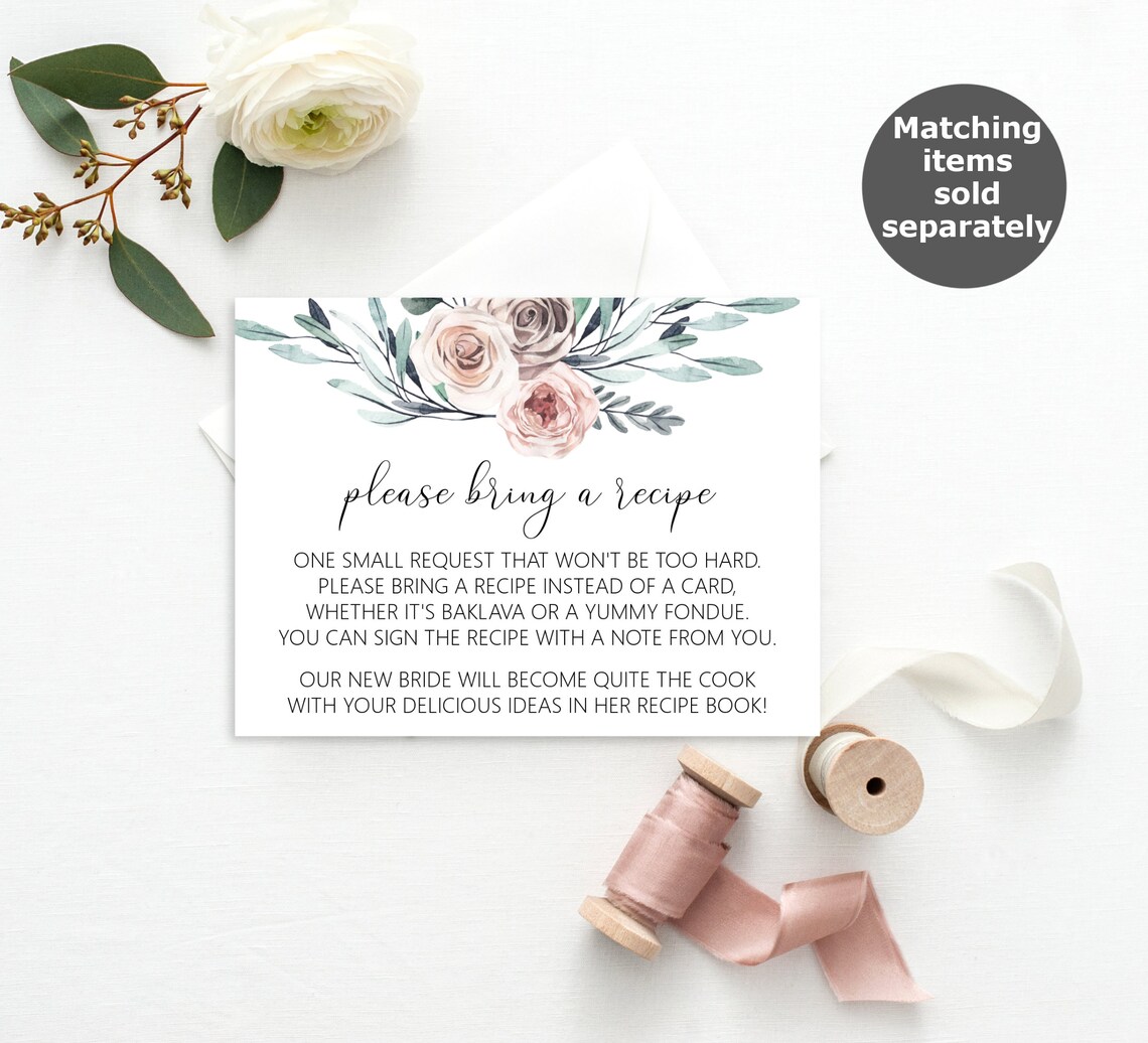 Boho Recipe Cards Printable Boho Bridal Shower Recipe Card Template ...