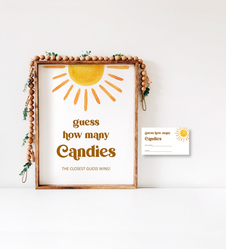Sun Baby Shower Guess How Many Candies Game Here Comes the Sun - Etsy