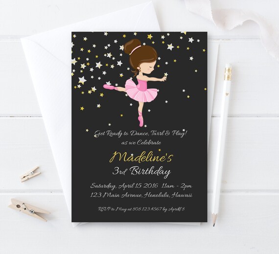 Ballerina Birthday Invitation Ballerina Invitation Ballerina Party ...