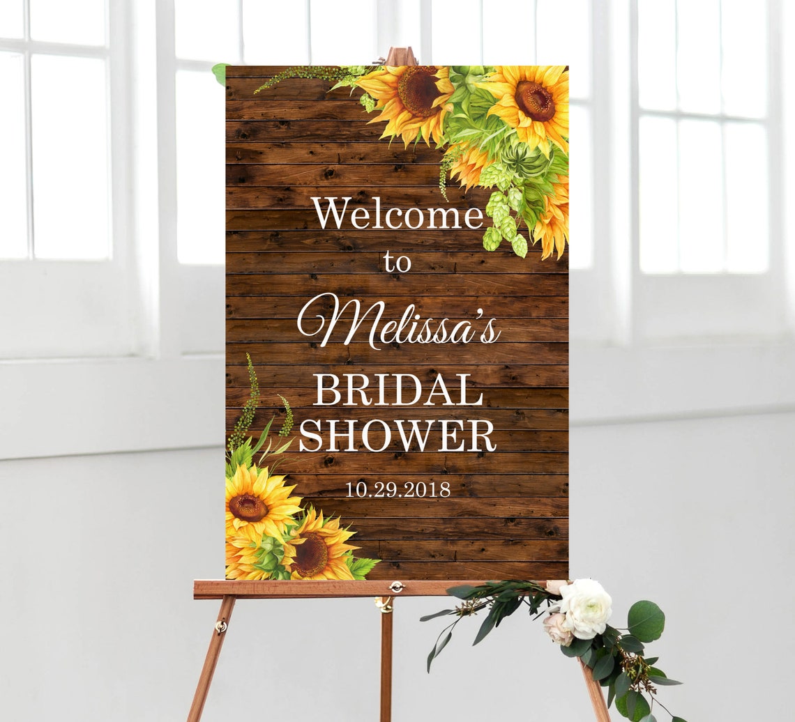 Rustic Bridal Shower Welcome Sign Sunflowers Wood Sign Large | Etsy