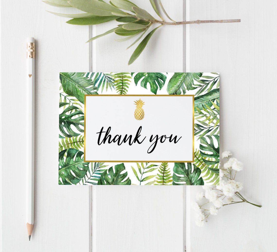 Hawaiian Luau Thank You Card Printable Folded Thank You Card - Etsy
