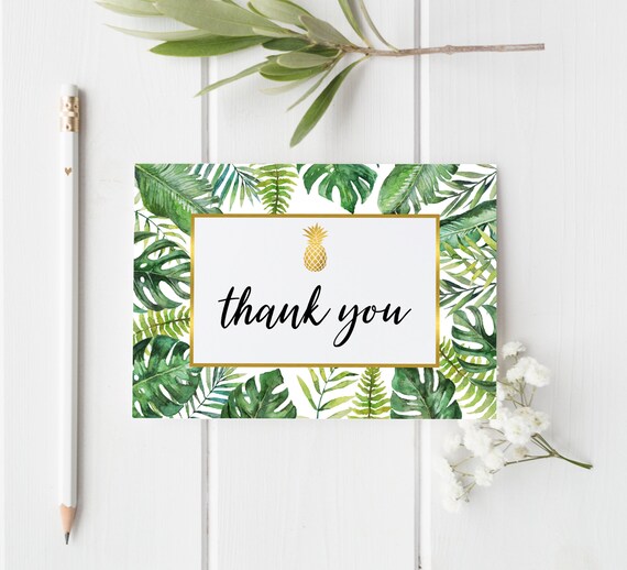 Hawaiian Luau Thank You Card Printable Folded Thank You Card Template ...