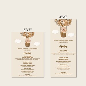CUSTOM Teddy Bear Menu Card Printable We Can't Bearly Wait Bear Baby ...