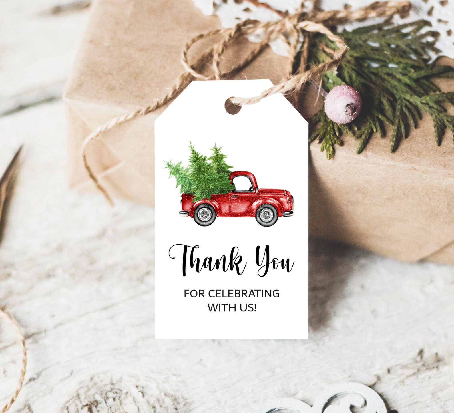 Thank You Tags Winter Christmas Favor Tags Gift Tags Red | Etsy
