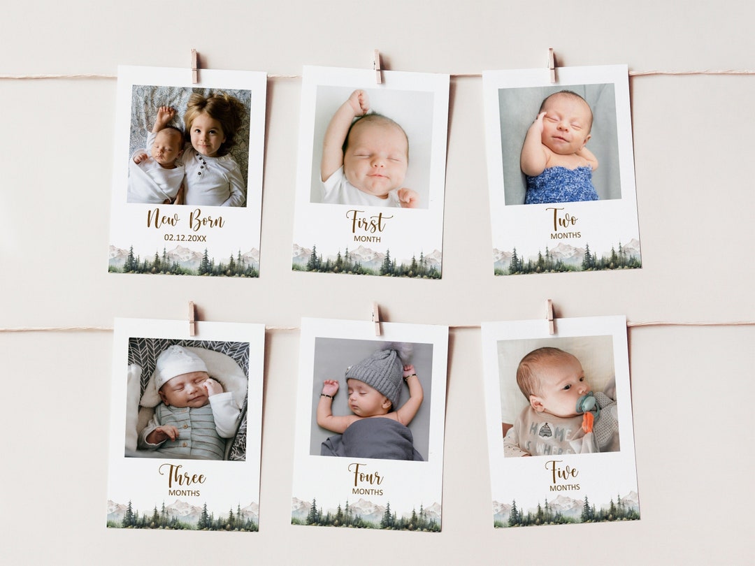 Editable Adventure Birthday 12 Month Photo Banner First Birthday Photo ...