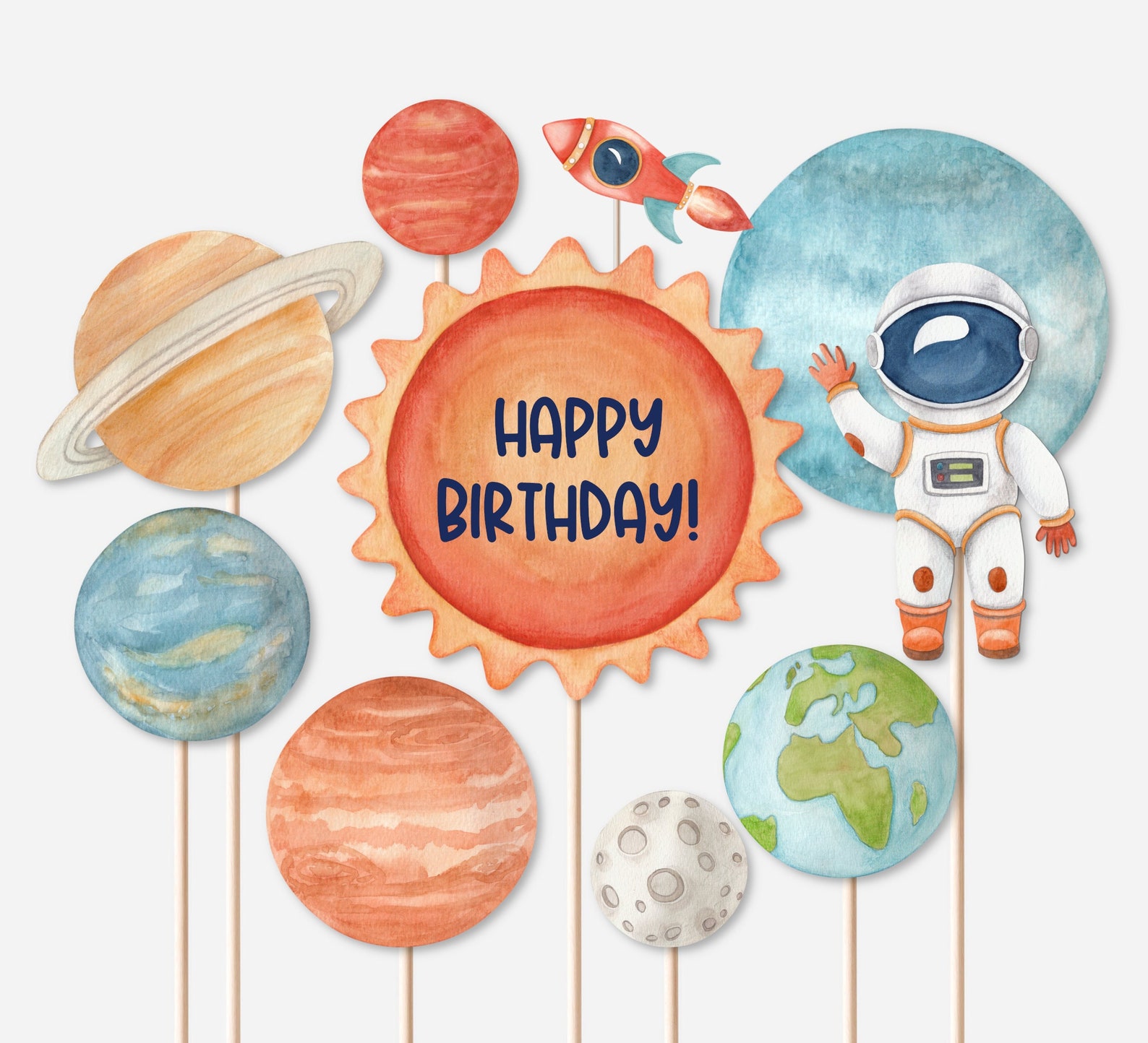 PRINTABLE Space Cake Topper Space Centerpieces Outer Space Birthday ...