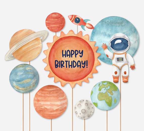 PRINTABLE Space Cake Topper Space Centerpieces Outer Space Birthday ...