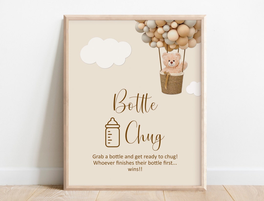 Bear Bottle Chug Game Sign Teddy Bear Baby Shower We Can Bearly Wait ...