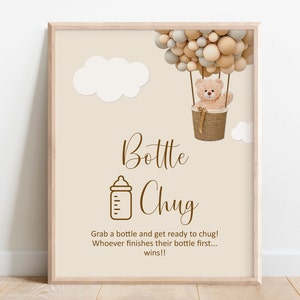 Bear Bottle Chug Game Sign Teddy Bear Baby Shower We Can Bearly Wait ...