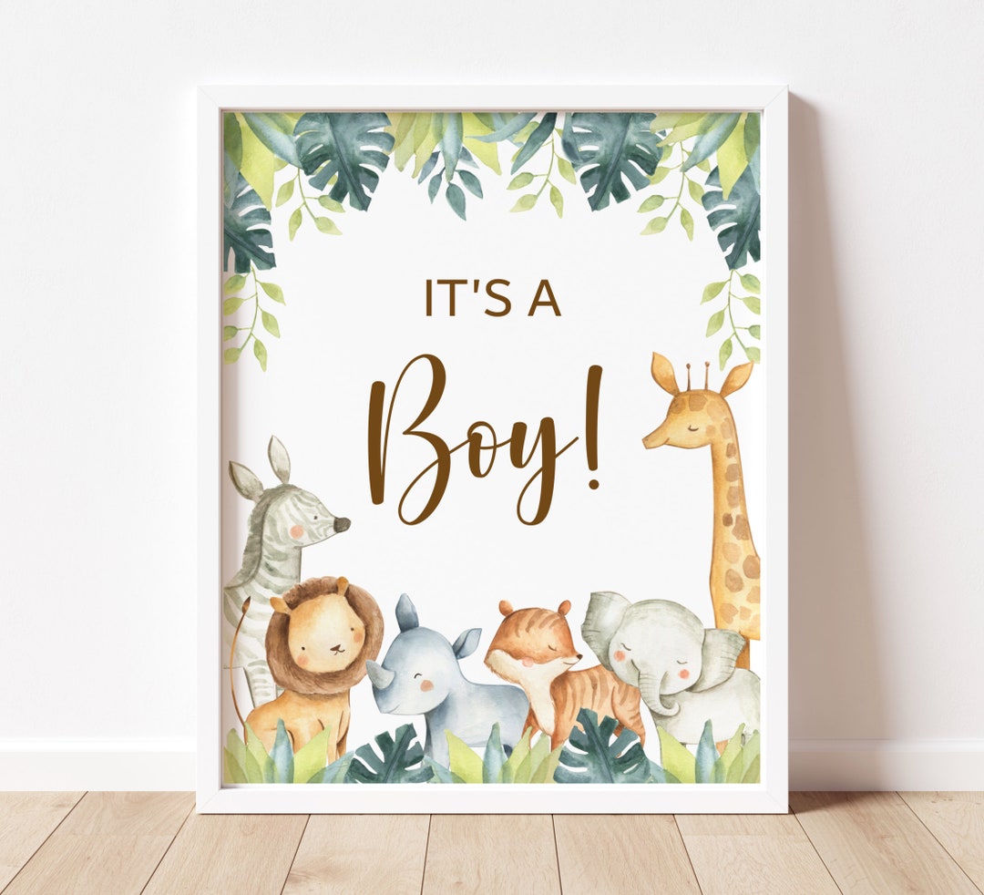 Es ist ein Junge Zeichen Jungle Gender Reveal Party Jungle Baby Shower ...