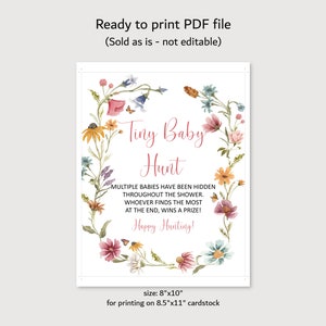 Wildflower Baby Shower Tiny Baby Hunt Game Baby in Bloom Garden Baby ...