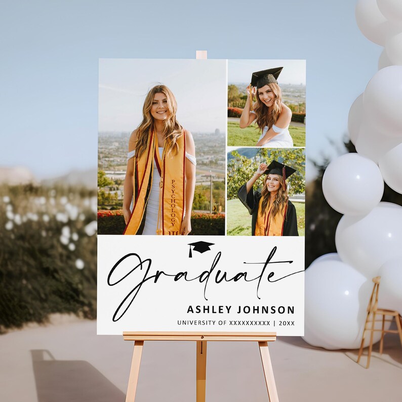 Editable Graduation Photo Collage Template Graduation Party Welcome ...