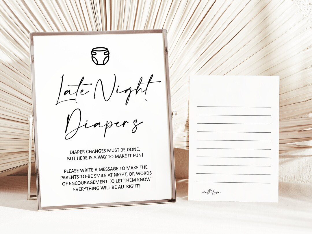 Editable Late Night Diapers Sign Diaper Notes Template Minimalist ...