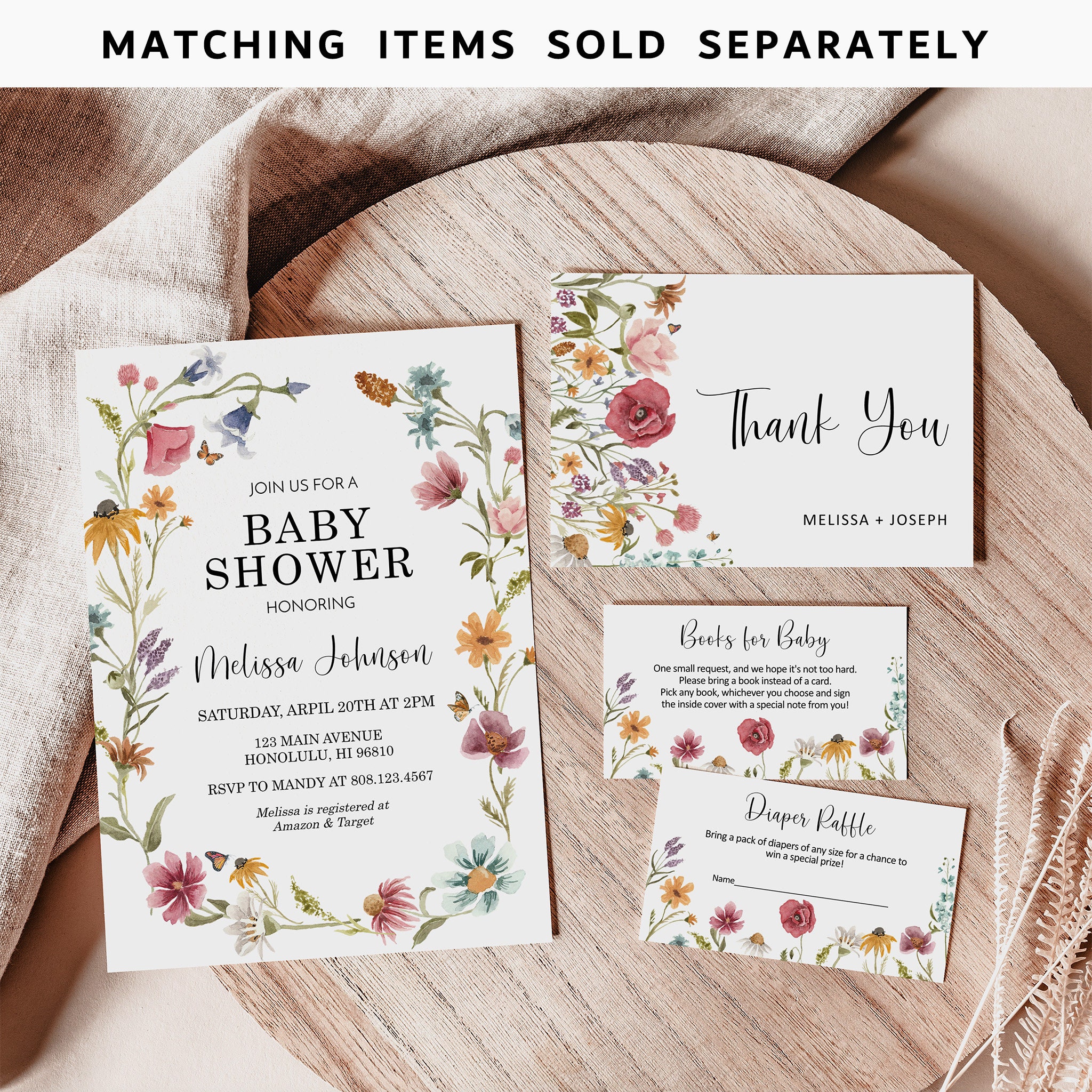 Editable Wildflower Table Number Card Template Floral Wedding Seating ...
