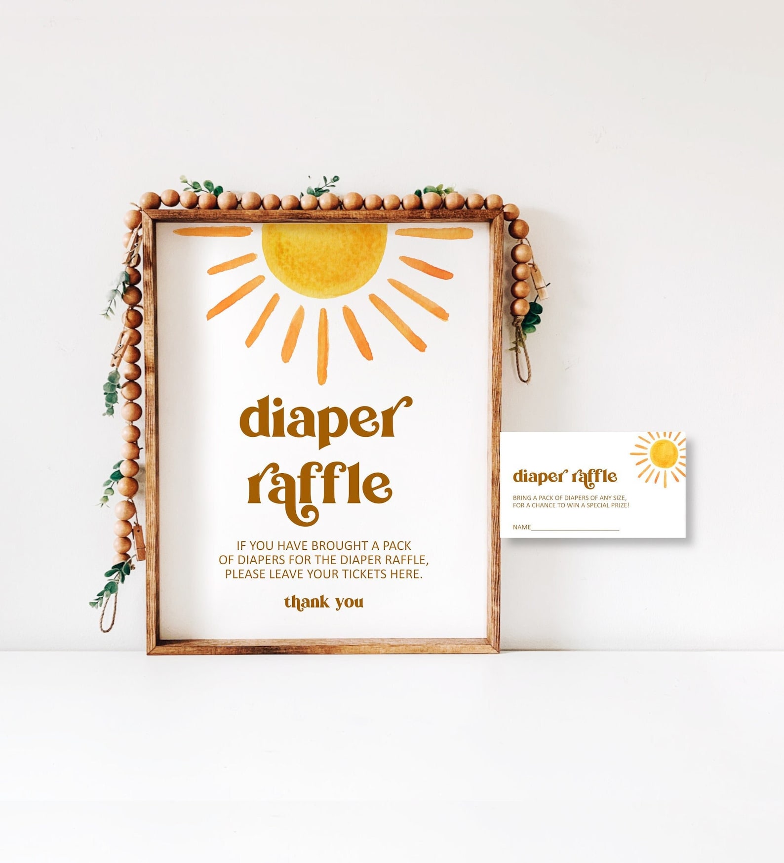 Sun Baby Shower Diaper Raffle Tickets & Sign Here Comes the - Etsy