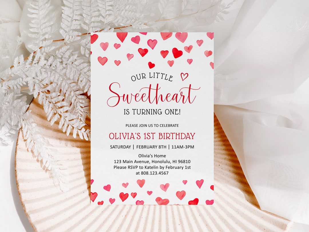 Editable Valentine's Birthday Invitation Little Sweetheart Birthday ...