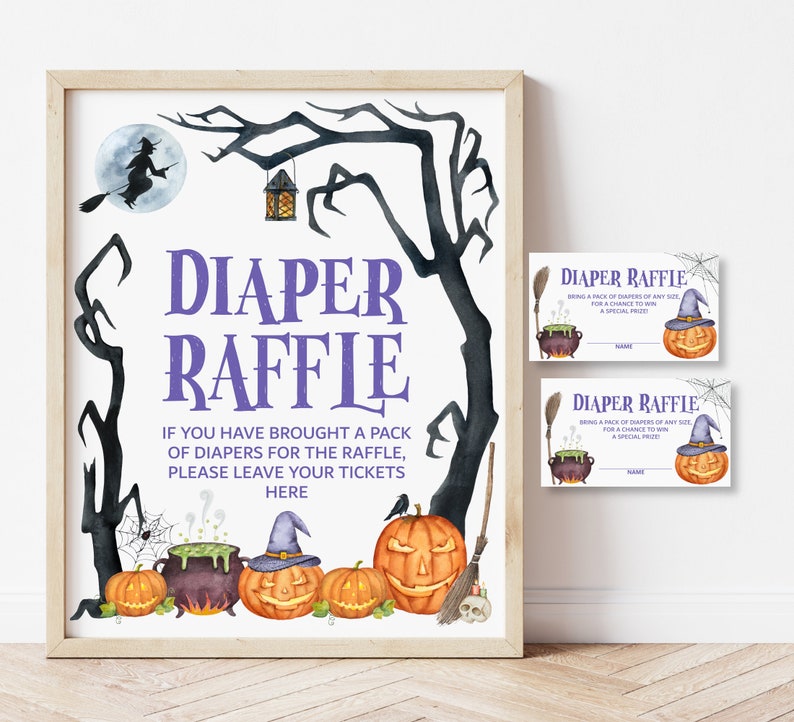 Halloween Diaper Raffle Tickets & Sign Halloween Baby Shower - Etsy