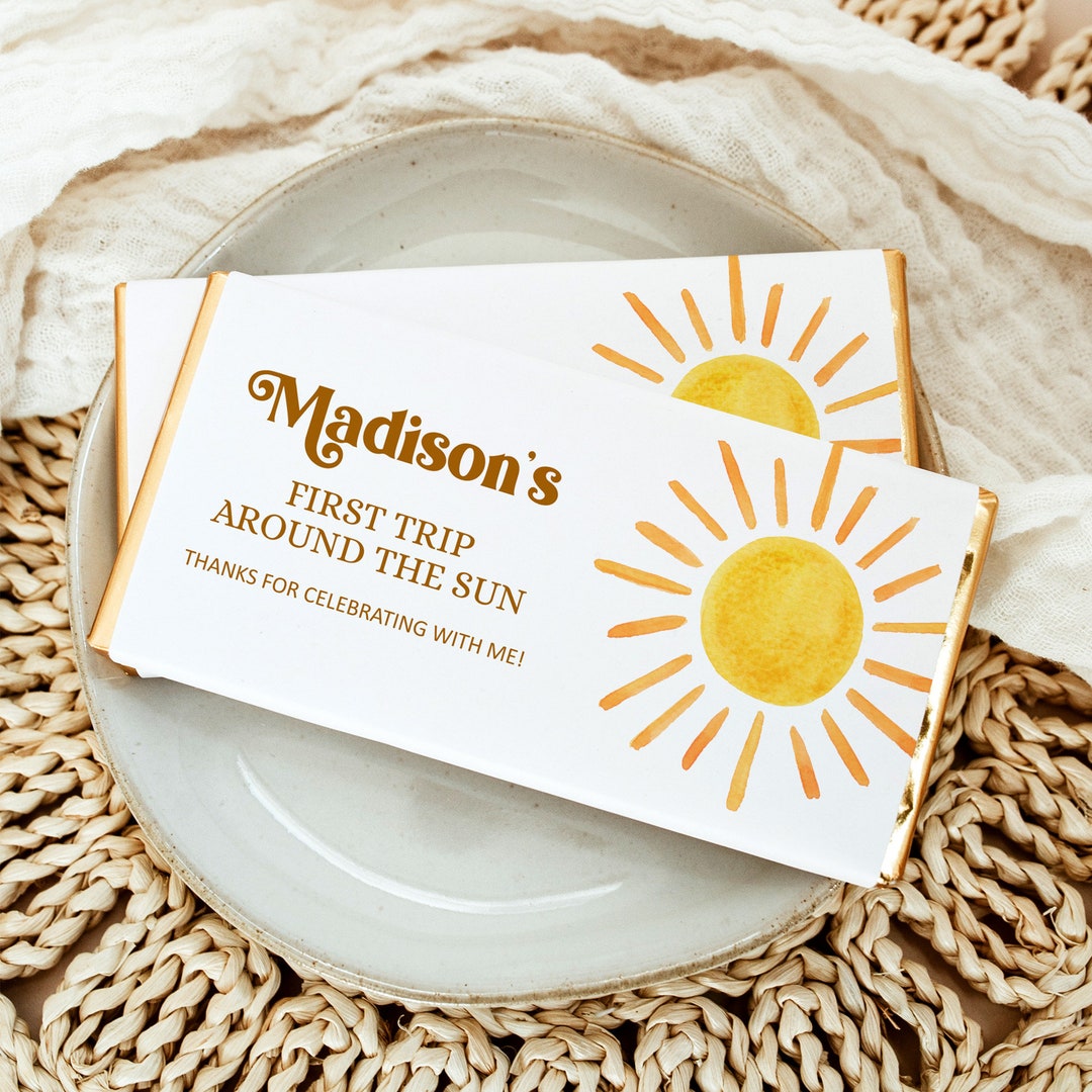 Editable Sun Birthday Candy Bar Wrapper Chocolate Label Boho Sunshine ...