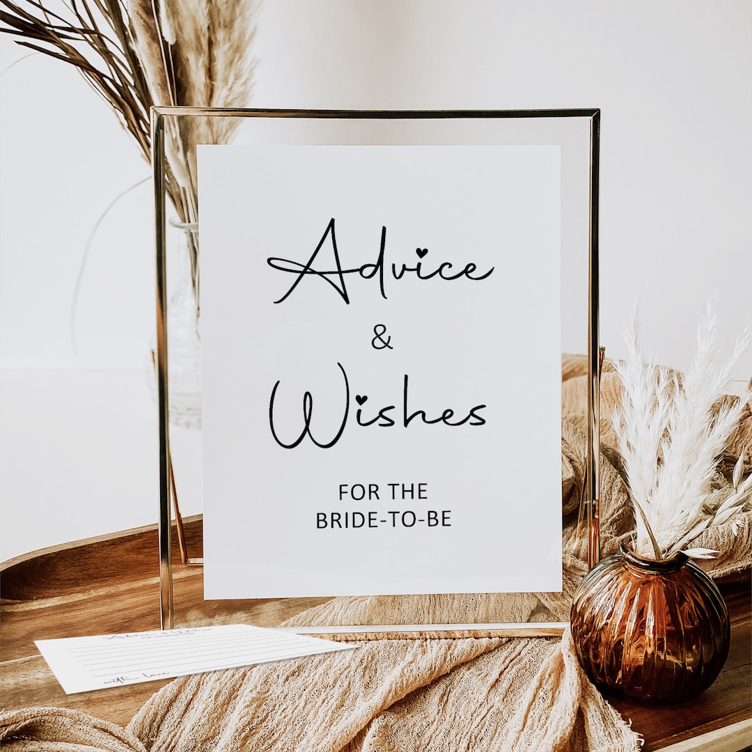 Advice for the Bride to Be Cards and Sign Minimalist Bridal Shower ...