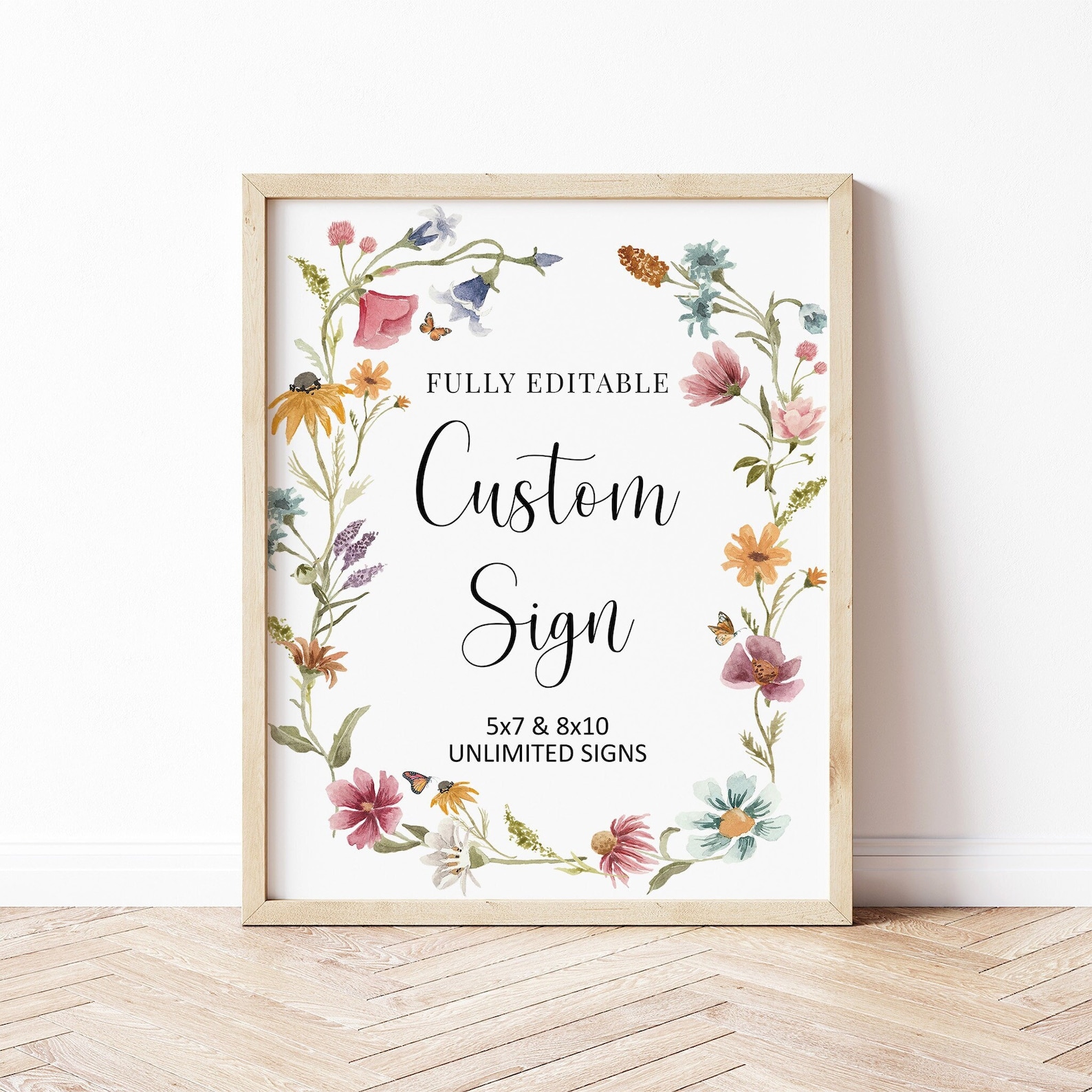 Editable Wildflower Custom Sign 5x7 & 8x10 Colorful Flowers Wedding ...