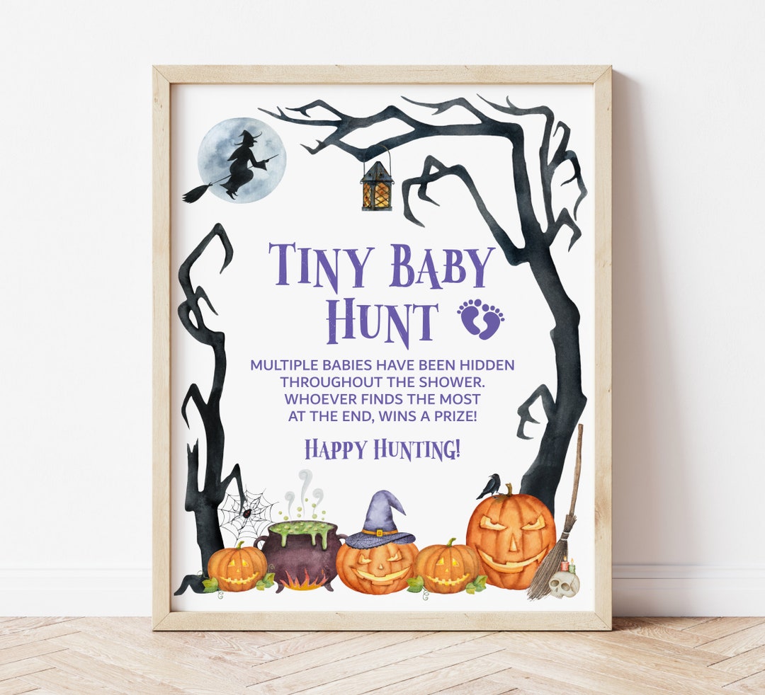 Halloween Tiny Baby Hunt Game Sign Halloween Baby Shower Game Spooky ...