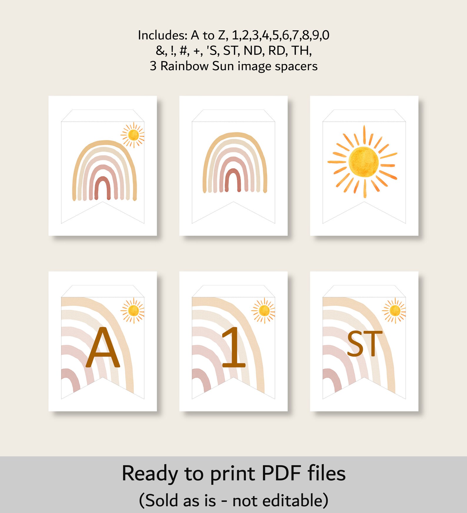 Rainbow Banner Boho Rainbow Sunshine Baby Shower Banner Muted - Etsy