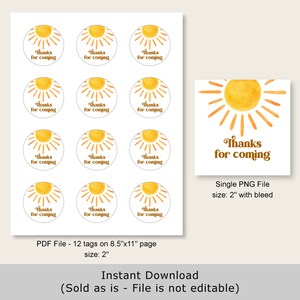 Sun Baby Shower Thank You Tags Here Comes the Son Baby Shower Trip ...