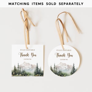 Editable Mountain Adventure Theme Thank You Card Note Card Template ...