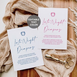 Editable Late Night Diapers Sign Diaper Notes Template Minimalist ...