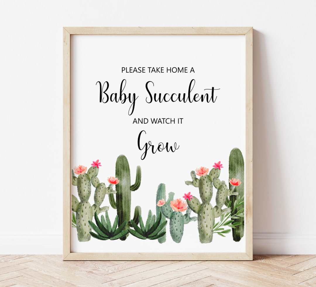 Succulent Favor Sign – Please Take Home a Baby Succulent Cactus Fiesta ...