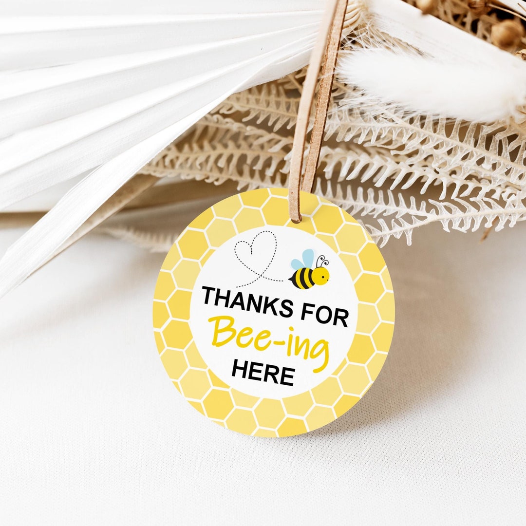Thanks for Beeing Here Bumble Bee Baby Shower Favor Tag Round Sticker ...